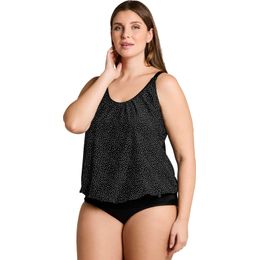 sheego Damen Tankini-Oberteil mit P&uuml;nktchen schwarz-wei&szlig;-getupft Gr&ouml;&szlig;e 48E