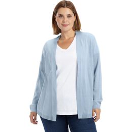 sheego Damen Strickjacke in verschlussloser Form hellblau Gr&ouml;&szlig;e 52/54