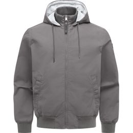 Outdoorjacke Ragwear "Crusien Hood YOUMODO", Herren, Gr. L (52), grau, Obermaterial: 65% Baumwolle, 35% Polyester. Innenfutter: 100% Baumwolle. &Auml;rmelfutter: 100% Polyester, gerade h&uuml;ftbedeckend, hoch geschlossener Ausschnitt, Rippstrickb&uuml;ndchen, Jacken Outdoorjacke, Leichte &Uuml;bergangsjacke mit Kapuze