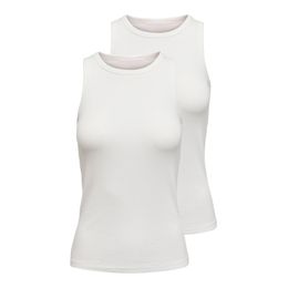 Tanktop Only "ONLSALLY TANK TOP 2 PACK CS JRS", Damen, Gr. XS, hellwei&szlig; pack:hellwei&szlig;, Jersey, Obermaterial: 95% Baumwolle, 5% Elasthan, unifarben, slim fit normal, Rundhals, Tops Tanktop