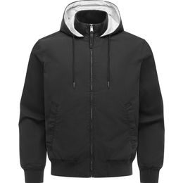 Outdoorjacke Ragwear "Crusien Hood YOUMODO", Herren, Gr. XL (54), schwarz, Obermaterial: 65% Baumwolle, 35% Polyester. Innenfutter: 100% Baumwolle. &Auml;rmelfutter: 100% Polyester, gerade h&uuml;ftbedeckend, hoch geschlossener Ausschnitt, Rippstrickb&uuml;ndchen, Jacken Outdoorjacke, Leichte &Uuml;bergangsjacke mit Kapuze