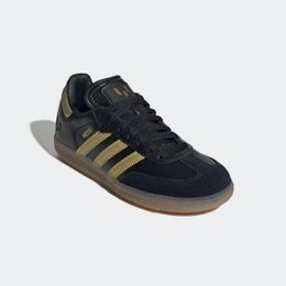 Sneaker adidas Performance "SAMBA MESSI KIDS", M&auml;dchen, Gr. 35, core schwarz, gold metallic, gum4, Leder, Schuhe Sneaker, f&uuml;r Kinder & Jugendliche