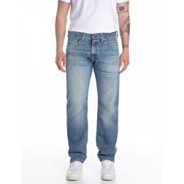 Straight-Jeans Replay "DERYCK", Herren, Gr. 36, L&auml;nge 34, blau (medium blau), Denim/Jeans, Obermaterial: 100% Baumwolle, straight fit normal, Jeans Straight-Jeans