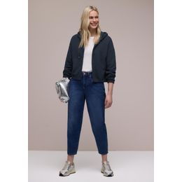 Sweatjacke Street One, Damen, Gr. 46, shadowed navy, Sweatware, 86% Baumwolle, 12% Polyester, 2% Elasthan, unifarben, normal normal, ohne Ausschnitt, elastischer Bund, Sweatjacken Sweatjacke, mit Kapuze
