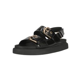 Sandale Clarks "Aristella Bay", Damen, Gr. 39,5, schwarz, Leder, Schuhe Sandale, mit Contour Cushion-Fu&szlig;bett