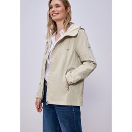 Windbreaker Street One, Damen, Gr. 46, powder beige, Stoff, Obermaterial: 60% Polyester, 40% Nylon; Futter: 100% Polyester, unifarben, comfort fit normal, ohne Ausschnitt, B&uuml;ndchen, Jacken Windbreaker, mit Kapuze mit Tunnelzugband