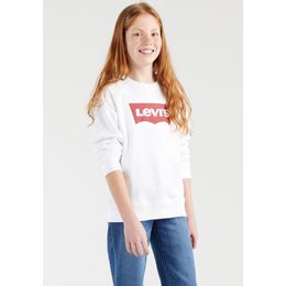 Sweatshirt LEVI'S KIDS "BATWING CREWNECK SWEATSHIRT", M&auml;dchen, Gr. 4/104, wei&szlig;, Sweatware, Obermaterial: 60% Baumwolle, 40% Polyester, bedruckt, Basic, Rundhals, Raglan&auml;rmel B&uuml;ndchen, Sweatshirts Sweatshirt, for GIRLS