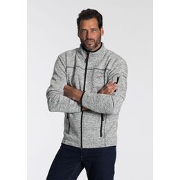 MAN'S WORLD Strickfleecejacke MAN'S WORLD, Herren, Gr. L (52/54), grau (hellgrau meliert), Obermaterial: 100% Polyester, normal, Jacken, f&uuml;r die &Uuml;bergangszeit, mit Rei&szlig;verschlusstaschen, mit Stehkragen