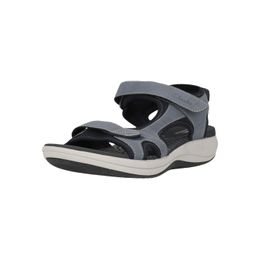 Sandale Clarks "Mira Bay", Damen, Gr. 39, blau, grau, Kunstfaser, Schuhe Sandale, mit superweichem Fu&szlig;bett