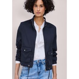 Softshelljacke Street One, Damen, Gr. 42, shadowed navy, Stoff, 55% Lyocell, 42% Baumwolle, 3% Elasthan, unifarben, normal normal, hoch geschlossener Ausschnitt, elastischer Bund, Jacken Softshelljacke, mit Stehkragen