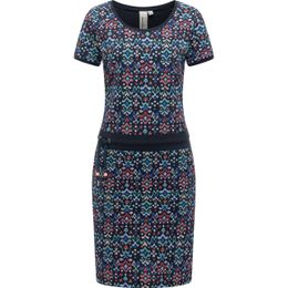 Ragwear Damen Minikleid "Baomi Print YOUMODO"navy, Gr. S, Sweatware, Material: 100% Baumwolle, Kleider, Gemustertes kurzes Sommerkleid mit