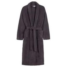 Unisex-Bademantel HIP "HIP Bathrobe uni - Blue" Gr. XS, grau (anthrazit), L:113cm, Walkfrottee, Hausm&auml;ntel, Schalkragen, G&uuml;rtel, Taschen, Baumwolle, Frottee, Weich
