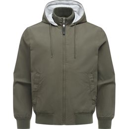 Outdoorjacke Ragwear "Crusien Hood YOUMODO", Herren, Gr. S (48), olivgr&uuml;n, Obermaterial: 65% Baumwolle, 35% Polyester. Innenfutter: 100% Baumwolle. &Auml;rmelfutter: 100% Polyester, gerade h&uuml;ftbedeckend, hoch geschlossener Ausschnitt, Rippstrickb&uuml;ndchen, Jacken Outdoorjacke, Leichte &Uuml;bergangsjacke mit Kapuze