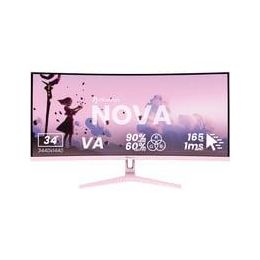 Arozzi Nova 34T2K165, Gaming-Monitor 86.4 cm (34 Zoll), pink, UWQHD, VA, Curved, HDMI, DP, Lautsprecher, 165Hz Panel
