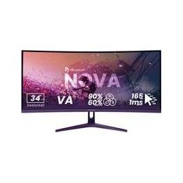 Arozzi Nova 34T2K165, Gaming-Monitor 86.4 cm (34 Zoll), lila, UWQHD, VA, Curved, HDMI, DP, Lautsprecher, 165Hz Panel