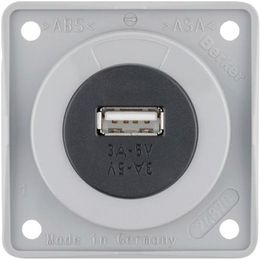 Berker Integro USB-Ladestecker 3 A 5 V Grau gl&auml;nzend - 12 / 24 V Einbausteckdosen