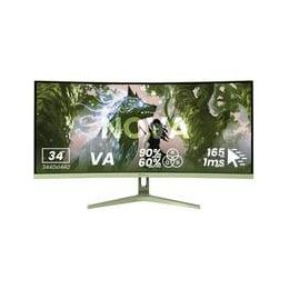 Arozzi Nova 34T2K165, Gaming-Monitor 86.4 cm (34 Zoll), gr&uuml;n, UWQHD, VA, Curved, HDMI, DP, Lautsprecher, 165Hz Panel