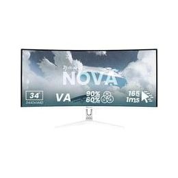 Arozzi Nova 34T2K165, Gaming-Monitor 86.4 cm (34 Zoll), wei&szlig;, UWQHD, VA, Curved, HDMI, DP, Lautsprecher, 165Hz Panel