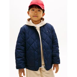 Steppjacke Tommy Hilfiger "QUILTED LIGHT WEIGHT JACKET", Jungen, Gr. 7 (122), schwarz night navy, Web, Obermaterial: 100% Nylon, unifarben, regular fit normal, Rundhals, eingesetzt eingefasste Kante, Jacken Steppjacke, Kinder bis 16 Jahre, regular fit