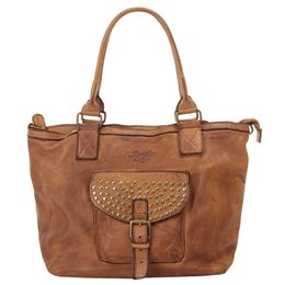 Shopper Samantha Look, Damen, Gr. B/H/T: 40cm x 26cm x 14cm onesize, braun (cognac), Leder, Taschen Shopper, echt Leder, Made in Italy