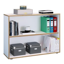 B&uuml;cherregal Vcm "Holz B&uuml;ro Regal B&uuml;cher Ordner Aktenregal Salia 2f", wei&szlig;, B:100cm T:33cm, Regale, B&uuml;cherregal