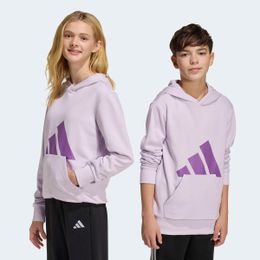 Kapuzensweatshirt adidas Sportswear "ESSENTIALS KIDS HOODIE", Damen, Gr. 140, ice lavender, active lila, Obermaterial: 55% Baumwolle, 36% Polyester, 9% Viskose, normal, Rundhals, angesetztes B&uuml;ndchen, Sweatshirts Kapuzensweatshirt