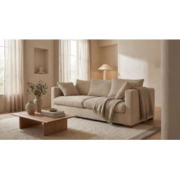 2,5-Sitzer Home Affaire "Coray", beige (sand), B:220cm H:80cm T:113cm, 100% Polyester, Sofas, 2 5-Sitzer, extra weich und kuschelig, F&uuml;llung mit Federn und Daunen