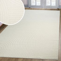 Teppich OTTO HOME "Revea, Zen Garden-Design in Hoch-Tief-Struktur" Gr. 3, beige (creme), B:120cm H:9mm L:180cm, Kunstfaser, Teppiche, Teppich, 3D-Effekt, softer Kurzflor, pflegeleicht, Scandi-Look