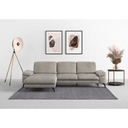 Sit & More Ecksofa SIT & MORE "Cabana L-Form", grau (steel), B:301cm H:84cm T:195cm, 95% Polyester, 5% Polyamid, Sofas, Ecksofa, Recamiere, wahlweise mit Sitztiefen-, Armlehnen- und Kopfteilfunktion