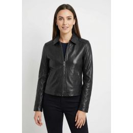 Lederjacke Mauritius "MWZimonna OT", Damen, Gr. XXL (44), schwarz, Obermaterial: 100% Schafsleder. Futter: 100% Baumwolle, unifarben, schmal h&uuml;ftlang, mit Schlitz, Jacken Lederjacke, mit Umlegekragen, Topseller