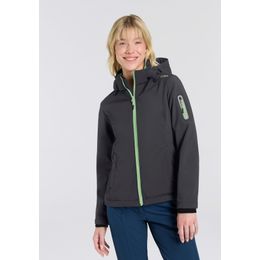 Softshelljacke CMP "WOMAN JACKET ZIP HOOD", Damen, Gr. 34, antracite, pi, Obermaterial: 96% Polyester, 4% Elasthan. Futter: 100% Polyester, Jacken Softshelljacke, sportlicher Stil, w&auml;rmend, wind- und wasserabweisend, &Uuml;bergangsjacke