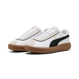 Sneaker Puma "CLUB KLASSIKA", Damen, Gr. 42, wei&szlig; (Puma wei&szlig;, Puma schwarz, warm wei&szlig;), Leder, Schuhe Sneaker, Obermaterial aus Leder, Innenmaterial aus Textil