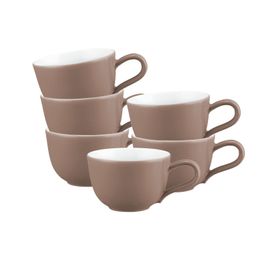 Tasse Seltmann Weiden "Kaffeetassen Liberty Pure Colors 260 ml 6er Set", braun (cocoa braun), B:8,7cm H:6,4cm &Oslash;:8,7cm, Porzellan, Trinkgef&auml;&szlig;e, Tasse, Sp&uuml;lmaschinenfest, Mikrowellensicher, Ofenfest