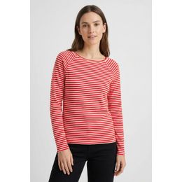 Marc O'Polo Longsleeve MARC O'POLO DENIM, Damen, Gr. S, light rot_multi, Jersey, Obermaterial: 100% Baumwolle, normal, Rundhals, Shirts Longsleeve, relaxed fit aus Loose Knit Jersey