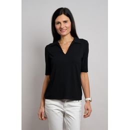 Poloshirt Seidel Moden, Damen, Gr. 54, schwarz, Jersey, Obermaterial: 46% Baumwolle, 46% Modal, 8% Elasthan, unifarben, tailliert h&uuml;ftbedeckend, V-Ausschnitt, Shirts Poloshirt, Mit V-Ausschnitt - MADE IN GERMANY
