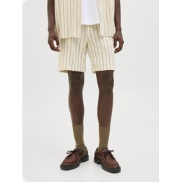 Jack & Jones Shorts JACK & JONES "JPSTJAIDEN COBA STRIPE JOG SHORT SRT SN", Damen, Gr. L, N-Gr, beige (cedar), Web, Obermaterial: 100% Baumwolle, gestreift, relaxed fit kniefrei, Hosen Shorts
