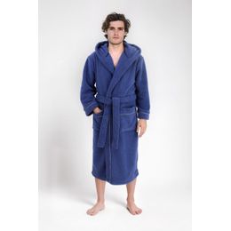 Unisex-Bademantel OTTO HOME "Lillou, ideal f&uuml;r Sauna & Spa, Hotelbademantel, Morgenmantel" Gr. XXL, blau (dunkelblau), L:125cm, Microfaser, Hausm&auml;ntel, Unisex-Bademantel, kuschelig weicher Fleece, pl&uuml;sch, f&uuml;r Damen und Herren, XS-3XL