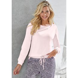 Pyjamaoberteil Vivance Dreams, Damen, Gr. 40/42, rosa (hellrosa), Single Jersey, Obermaterial: 100% Baumwolle, unifarben, comfort fit h&uuml;ftlang, Rundhals, angesetztes B&uuml;ndchen, Shirts Pyjamaoberteil, mit Rippb&uuml;ndchen, Topseller