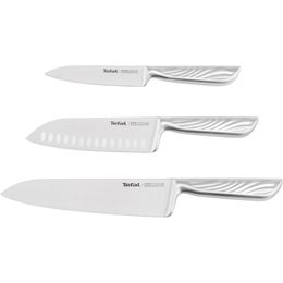 Messer-Set Tefal "Precision f&uuml;r perfekte Schnitte bei jeder Zutat", grau (edelstahl), Edelstahl, Kochmesser-Sets, Messer-Set, hohe Schnittpr&auml;zision, langlebig, ergonomischer Griff, Wellenmuster