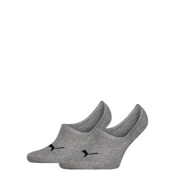 F&uuml;&szlig;linge Puma "Puma UNISEX HIGH CUT FOOTIE 2P", Damen, Gr. 43-46, middle grau melange, Baumwollmischung, normal, Socken F&uuml;&szlig;linge, No-Show-Socks, Silikon in der Ferse f&uuml;r optimalen Halt
