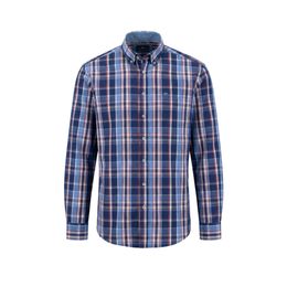 Langarmhemd Fynch-Hatton, Herren, Gr. XL, N-Gr, blau (navy), Web, Obermaterial: 100% Baumwolle, kariert, normal h&uuml;ftbedeckend, Rundhals, 2-Knopf-Manschette, Hemden Langarmhemd, kariert, mit Button-Down-Kragen