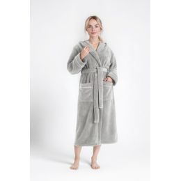 Unisex-Bademantel OTTO HOME "Lillou, ideal f&uuml;r Sauna & Spa, Hotelbademantel, Morgenmantel" Gr. XL, grau, L:125cm, Microfaser, Hausm&auml;ntel, Unisex-Bademantel, kuschelig weicher Fleece, pl&uuml;sch, f&uuml;r Damen und Herren, XS-3XL
