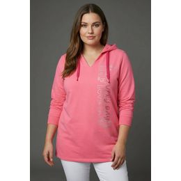 Kapuzensweatshirt Kangaroos, Damen, Gr. 56/58, pink, Sweatware, Obermaterial: 95% Baumwolle, 5% Elasthan, bequem h&uuml;ftbedeckend, V-Ausschnitt, Flachstrickb&uuml;ndchen, Sweatshirts Kapuzensweatshirt, casual Stil, mit Kapuze, bequeme Passform, gro&szlig;e Gr&ouml;&szlig;en