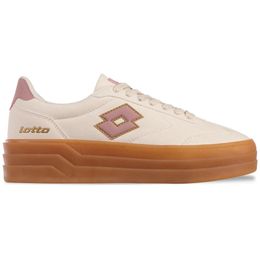 Sneaker Lotto, Damen, Gr. 37, wei&szlig; (sanftes wei&szlig;, dunkelrose), Synthetik, mehrfarbig, Schuhe Sneaker, - mit gepolsterter Schaftkante