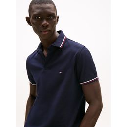 Poloshirt Tommy Hilfiger "TIPPED SLIM FIT POLO", Herren, Gr. M, blau (desert sky), Jersey, Obermaterial: 96% Baumwolle, 4% Elasthan, slim fit, Shirts Poloshirt, mit Kontrast-Details