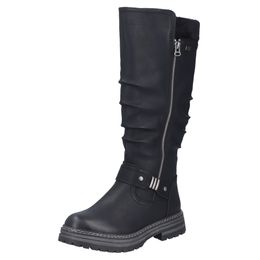Winterstiefel Rieker, Damen, Gr. 38, XL-Schaft, schwarz, Lederimitat, Textil, unifarben, Schuhe Winterstiefel, mit slouchy Schaft und wasserabweisender RiekerTEX-Membran