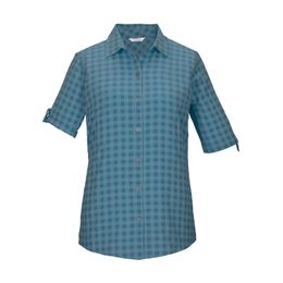 Funktionshemd Killtec "KOS 59 WMN WVN SHRT", Damen, Gr. 46, Normalgr&ouml;&szlig;en, blau, Obermaterial: 100% Polyester, Hemden Funktionshemd, Karierte, schnelltrocknende Damenbluse mit fixierbaren &Auml;rmeln