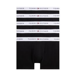 Trunk "5 PK TRUNK", Jungen, Gr. 140/146, 5 Stk., schwarz, schwarz, schwarz, schwarz, schwarz, Webqualit&auml;t, Obermaterial: 95% Baumwolle, 5% Elasthan, Tommy Hilfiger Underwear, unifarben, figurbetont, Unterhosen Trunk, 5er Pack, unifarben, mit Stretch