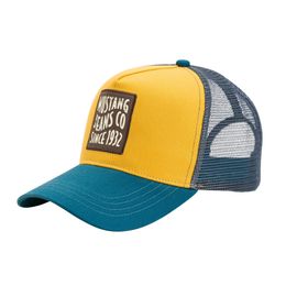 Trucker Cap Mustang, Damen, blau, mustard gelb, Materialmix, mehrfarbig, Caps Trucker Cap, Netzeinsatz, Gr&ouml;&szlig;e individuell verstellbar