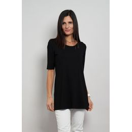 Longshirt Seidel Moden "Otto exclusiv", Damen, Gr. 50, schwarz, Jersey, Obermaterial: 94% Viskose, 6% Elasthan, unifarben, normal Po-bedeckend, Rundhals, Shirts Longshirt, Halbarm Shirt - mit Viskose- MADE IN GERMANY